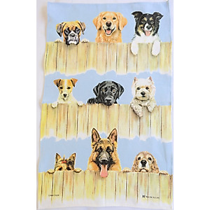 Samuel Lamont, K-9 (Canine) Dogs Kitchen/Tea Printed Towel, Imported, Linen-Cotton Blend