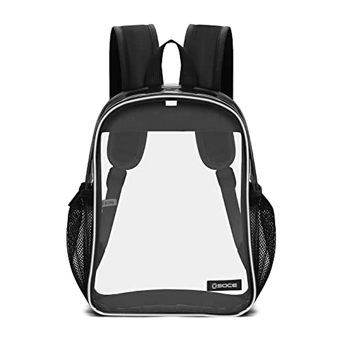 OSOCE Black Mini Clear Backpack Heavy Duty,Clear Bag Stadium Approved,PVC Transparent Clear Book Bag with Adjustable Shoulder Straps for Security Work Concert Festival Travel