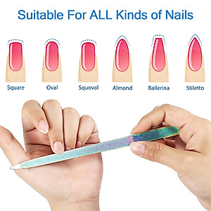 Mudder 3 Pieces Diamond Nail File Set for Women Men Stainless Steel Double Side Fingernail File Metal Sapphire Buffer Manicure Tool Natural Emery Boards Fingernail Care for Salon Home and Travel Use