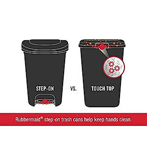 Rubbermaid Classic Step-On Trash Can with Lid, 13-Gallon, Black, Easy Clean Wastebasket for Home/Kitchen/Bedroom/Office