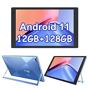 TJD Android Tablet 10 inch, 128GB ROM Tablet PC, Quad-Core Processor, 6000mAh Battery Dual Camera Stereo Speakers, WiFi, Bluetooth, Gaming Reading Google Touchscreen Tablets (Blue)
