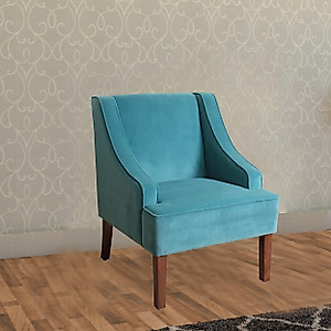 Benjara Wooden Accent Chair with Wingback, Blue and Brown