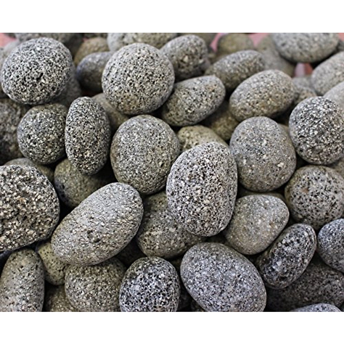 Exotic Fire Glass | Tumbled Black and Gray Lava Pebbles | 25 Pound Bag ...