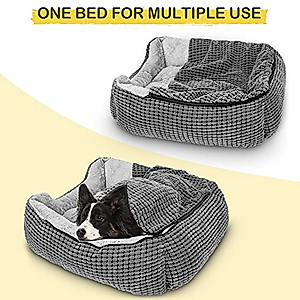 GASUR Dog Beds for Large Medium Small Dogs, Rectangle Cave Hooded Blanket Puppy Bed, Luxury Anti-Anxiety Orthopedic Cat Beds for Indoor Cats, Warmth and Machine Washable (25 inches, Grey)