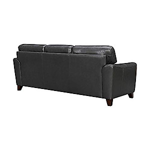 Armen Living Bergen 87" Leather Square Arm Sofa, Pewter