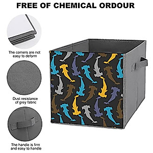 Hammerhead Sharks Canvas Collapsible Storage Bins Cube Organizer Baskets with Handles for Home Office Car