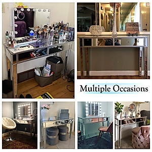 Binrrio Mirrored Console Table, Silver Glass Mirrored Makeup Vanity Table Desk for Women, Writing Desk Media Console Table for Home Living Room Bedroom Office Smooth Finish (Sliver-2 Drawers)