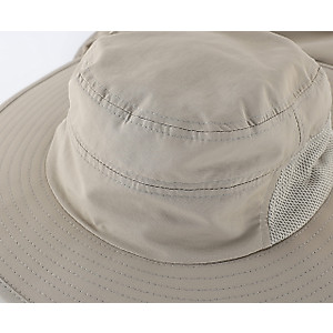 Home Prefer UPF50+ Mens Sun Hat with Neck Flap Wide Brim UV Sun Protection Fishing Hat with Neck Flap Womens Gardening Beach Sand