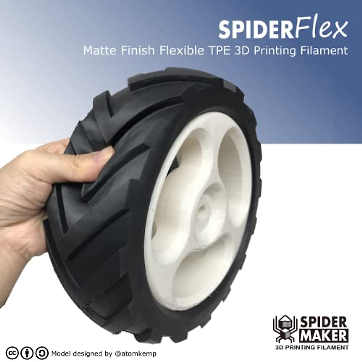 SpiderMaker SpiderFlex Matte Finish Flexible TPE(TPU) 3D Printing Filament - Shore 75A, 1.75mm, 500g (Iron Gray)