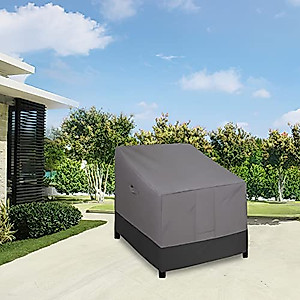 Easy-Going Outdoor Chair Cover Waterproof, Heavy Duty Patio Chair Cover, Windproof Outdoor Furniture Cover with Air Vent (2 Pack-33.5Wx31.5Dx36H inch, Gray/Black)