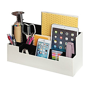 JackCubeDesign Desk Organizer Caddy, Office Supplies Desk Organizers and Accessories for Pen/Pencil Holder, Desktop Organization & Decor for Home Office, School, Classroom, Workspace, White - MK268E