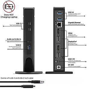 WAVLINK USB 3.0 Universal Laptop Docking Station Dual 5K/4K@60Hz Monitors Display for USB-C and USB-A Windows, MacOS, ChromeOS (2 HDMI & 2 Display Port, Gigabit Ethernet, 5 USB 3.0,Audio)