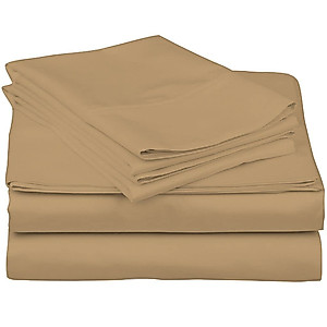 DG Beddings Luxurious 6 Piece Bed Sheet Set Taupe Full Size 24 Deep Pocket Bed Sheets 1000 Thread Count, 100% Egyptian Cotton