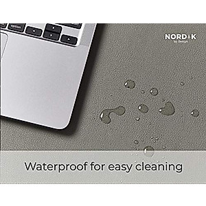 Nordik Leather Desk Mat Cable Organizer (Alaskan Gray 35 X 17 inch) Premium Extended Mouse Mat for Home Office Accessories - Non-Slip Vegan Leather Desk Pad Protector & Desk Blotter Pad