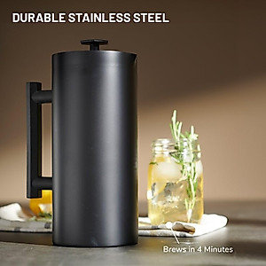 ESPRO - P6 French Press - Double Walled Stainless Steel Insulated Coffee and Tea Maker, Keep Drinks Hot for Hours, Ideal for Travel and Camping (Matte Black, 32 Ounce)