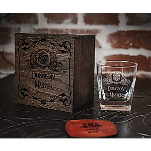 Game Master Gift Idea - Role Game Style Whisky Glass with Gift Box - Presents for Him (Dungeon Master with Dice)