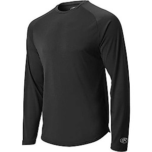 Rawlings Adult Tech Long Sleeve Shirt, Black, Small