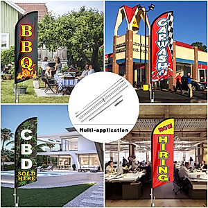 QSUM Swooper Flag Pole Kit, 11ft Windless Swooper Flagpole Fits 8ft Flags with Stainless Aluminum Alloy, Heavy Duty Ground Stake Base, for Outdoor Business Advertising