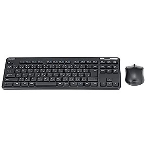 ELECOM Wireless Thin Keyboard/Standard Japanese Layout/Conformity with JIS Standard/Wireless Mouse/Durable/Black/TK-FDM109MBK