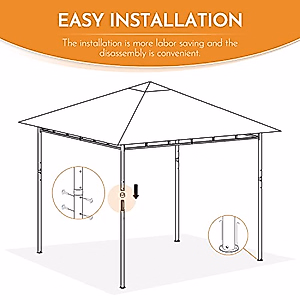 Warmally 10x10 Grill Gazebo Canopy Tent, Outdoor Single Soft-Top Canopy, BBQ Tent for Deck, Lawn, Gardens, Backyard and Party(Light Grey)