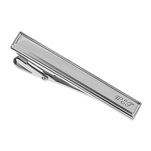 Personalized Silver Stainless Steel Beveled Tie Clip Bar Custom Engraved Free - Ships from USA