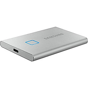 SAMSUNG T7 Touch Portable SSD 1TB, Up to 1050MB/s, USB 3.2 External Solid State Drive + 2mo Adobe CC Photography (MU-PC1T0S/WW), Silver