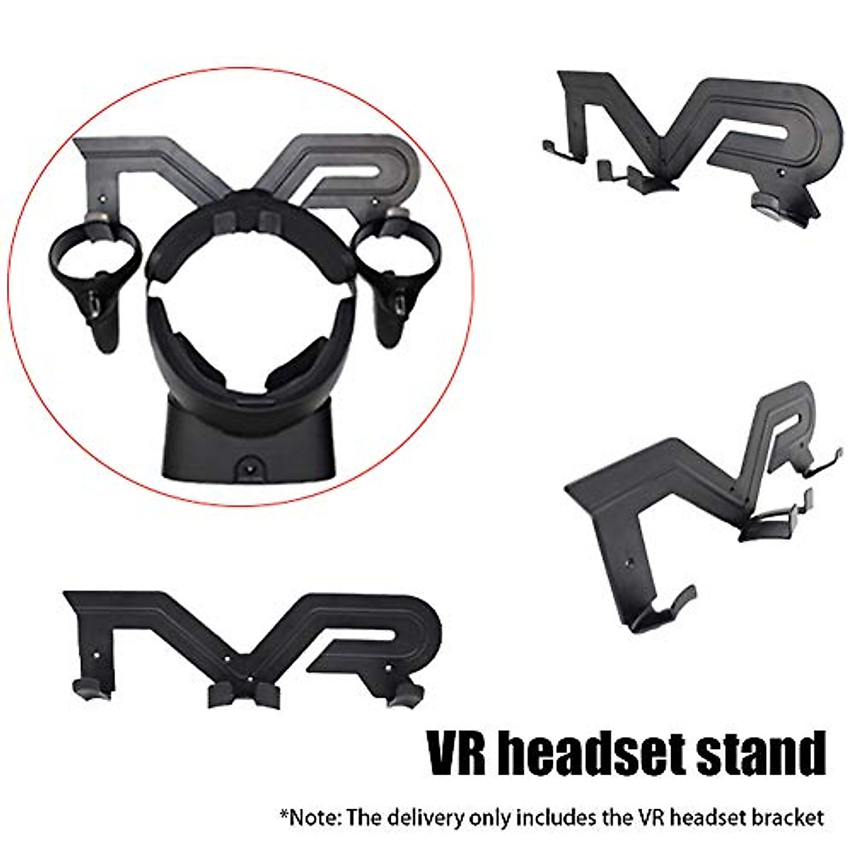 VR Headset Stand, Wall Mount VR Headset Storage Holder Universal VR Headset Touch Controller Display Bracket for Ocul-us Quest VR/Ocul-us Rift S/Viv e/Playstatio-n VR(Black)