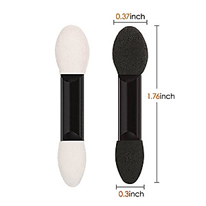 KINGMAS 100 Pack Disposable Eyeshadow Brush, Double Ended Sponge Eye Shadow Applicator Makeup Brushes - Black