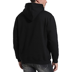 Flygo Men's Casual Fleece Sherpa Lined Hoodie Winter Warm Pullover Hooded Sweatshirt(Black-XL)