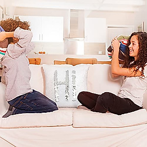 Play Tailor Sequin Pillow Cover Cushion Covers 16x16in Flip Sequins Decorative Throw Pillow Case, Silver and White