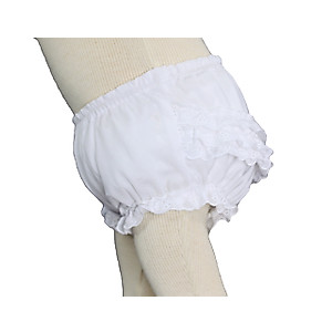 Little Things Mean A Lot Baby Girls White Elastic Bloomer Diaper Cover with Embroidered Eyelet Edging - NB