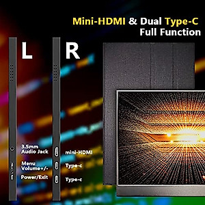 YOUYUANLTD 15.6 inch Portable Monitor Full HD IPS HDMI FHD 1920x1080 OnCell Touch Screen for Gaming Laptop Computer Phone Xbox PS4 PS5,Switch,Working Display with Dual Speakers,Black