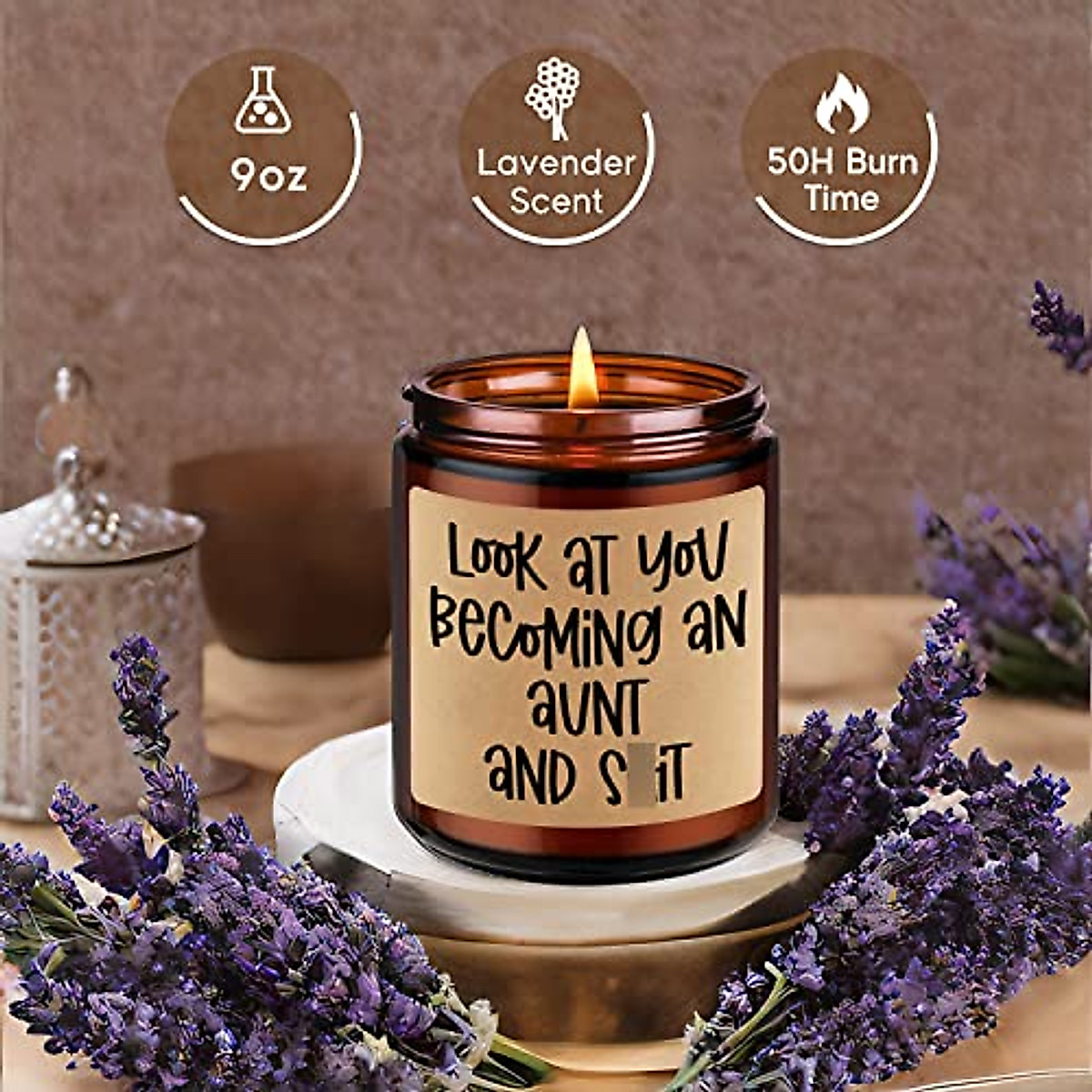 LEADO Scented Candles - Pregnancy Announcement for Best Friend, Sister - Baby Announcement Gifts for Aunt, New Aunt Gifts - Mothers Day, Baby Reveal Gifts for Aunt to be, Auntie, Promoted to Aunt