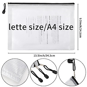 EOOUT 24pcs Mesh Zipper Pouch, Board Game Organizer, Storage Bags, Plastic Puzzle Bag for Organizing, Letter Size, A4 Size, for School Students Office Supplies