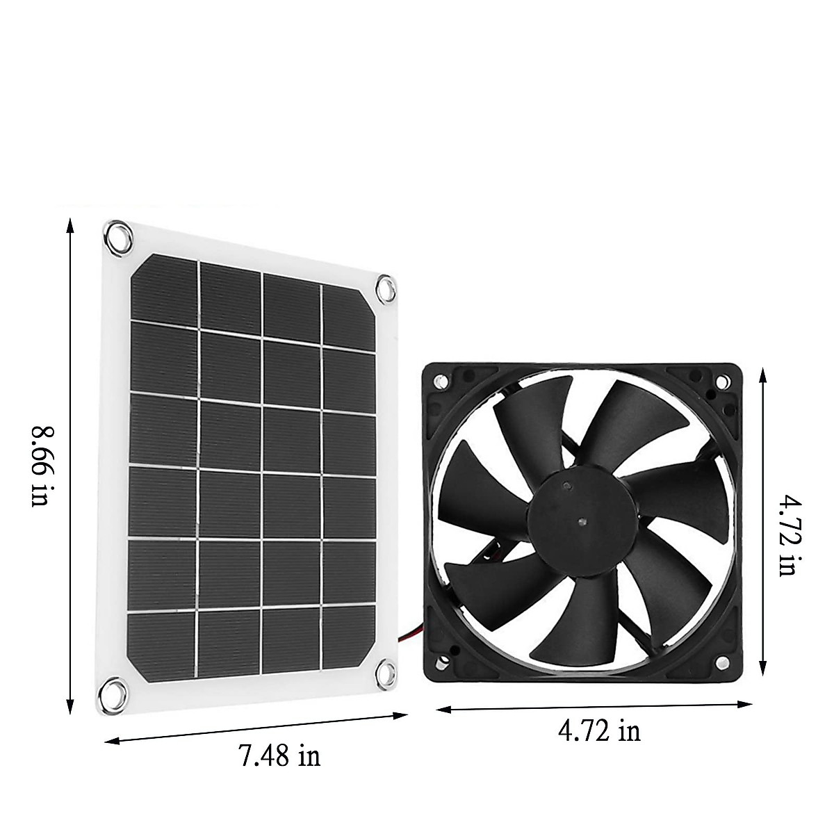 Solar Panel Fan Kit, 10w Portable Panel Powered Dual Fan with Energy Saving Large Airflow over 6 Years Life Span 3000r/M Speed, Efficient Cooling Fan for Chicken Coops, Greenhouses, Doghouses #