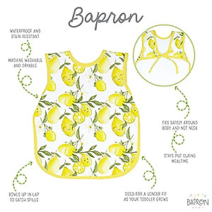 BapronBaby Fresh Lemon Bapron - Soft Waterproof Stain Resistant Bib - Machine Washable - 6m - 5yr - (Sz Baby/Toddler 6m-3T)