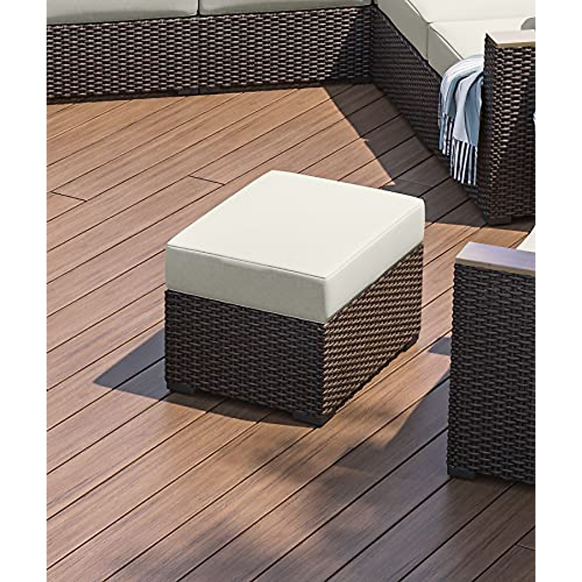 Homestyles 6800-90 Palm Springs Outdoor Ottoman, 1 Seat, Beige