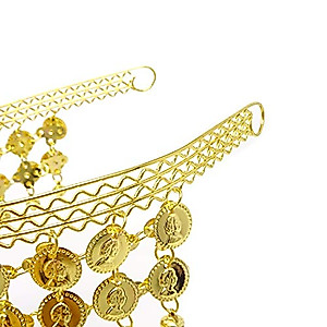 Honbay Belly Dance Hair Hoop Indian Dance Headband Tribal Headband with Bells and Coin Ornaments (Gold)