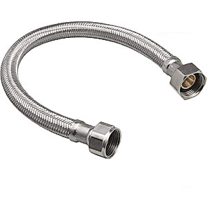 EZ-Fluid 12-Inch Braided Flexible Stainless Steel Water Heater Connector Hose For Female Iron Water Pipes Fitting, 3/4-Inch FIP x 3/4-Inch FIP