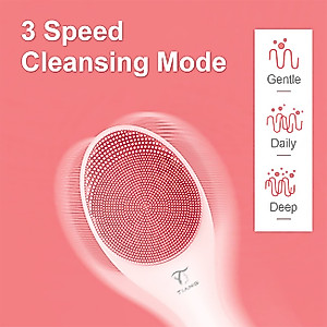 Sonic Face Brush, Sonic Facial Cleansing Brush, Silicone Face Exfoliator Brush Cleanser with Heated Massage and Light Design for Gentle Exfoliating|Massaging|Skin Clean
