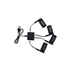 sea jump 4PCS 3.7V 500mAh Lithium Battery with 4in1 Charger for LF606 JD-16 D2 SG800 S606 M9 M11 X300C Folding Quadcopter Accessories Remote Control Drone Battery