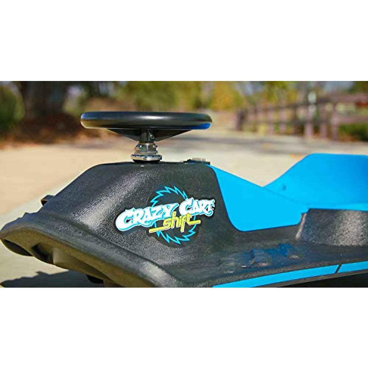 Razor Crazy Cart Shift for Kids Ages 6+ (Low Speed) 8+ (High Speed) - 12V Electric Drifting Go Kart for Kids - High/Low Speed Switch and Simplified Drifting System, for Riders up to 120 lbs,Black/Blue