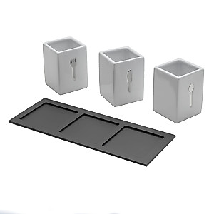 Towle Living 3-Piece Ceramic Caddy with Wood Tray