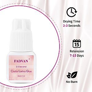 FADVAN Individual Cluster Lashes Glue 5ml and 240Pcs DIY Eyelash Extension 30D+40D D Curl Mixed 9-16mm Bundle
