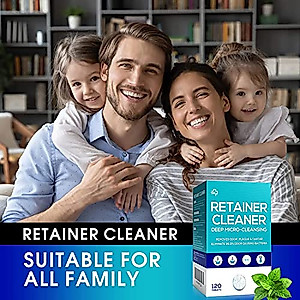 Retainer & Denture Cleaner Tablets 120 Pcs (4 Months Supply) - Retainer Cleaner Tablet for Retainers, Dentures, Night & Mouth Guard, Removable Dental Appliance, Removes Stains & Plaque, Mint Flavor