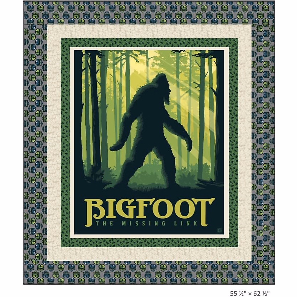 Riley Blake 36"" X 44"" Panel Bigfoot Legends of The National Parks The Missing Link Fantasy Cotton Fabric Panel (PD15063-PANEL), Green