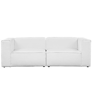 Modway Mingle Contemporary Modern 2-Piece Sectional Sofa Set in White
