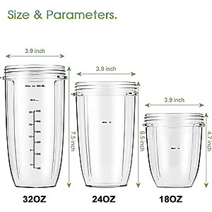 2-pack Replacement Parts Upgrade 32oz Cups with Flip-Top To-Go-Lid and Rubber Gaskets Compatible with NutriBullet 600w/900w Blender Accessory