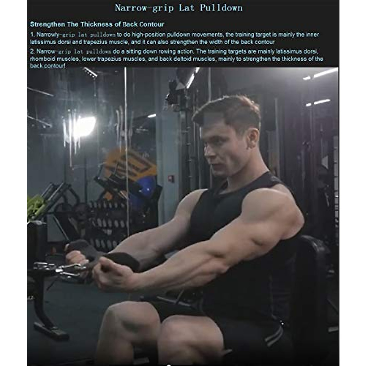 Home Gym Fitness Rowing T-bar V-bar Pulley Cable Machine Attachments, Bicep Curl Tricep LAT Pulldown Bar Back Strength Training Handle Grips LAT Pull Down Bar Press Down Exercises