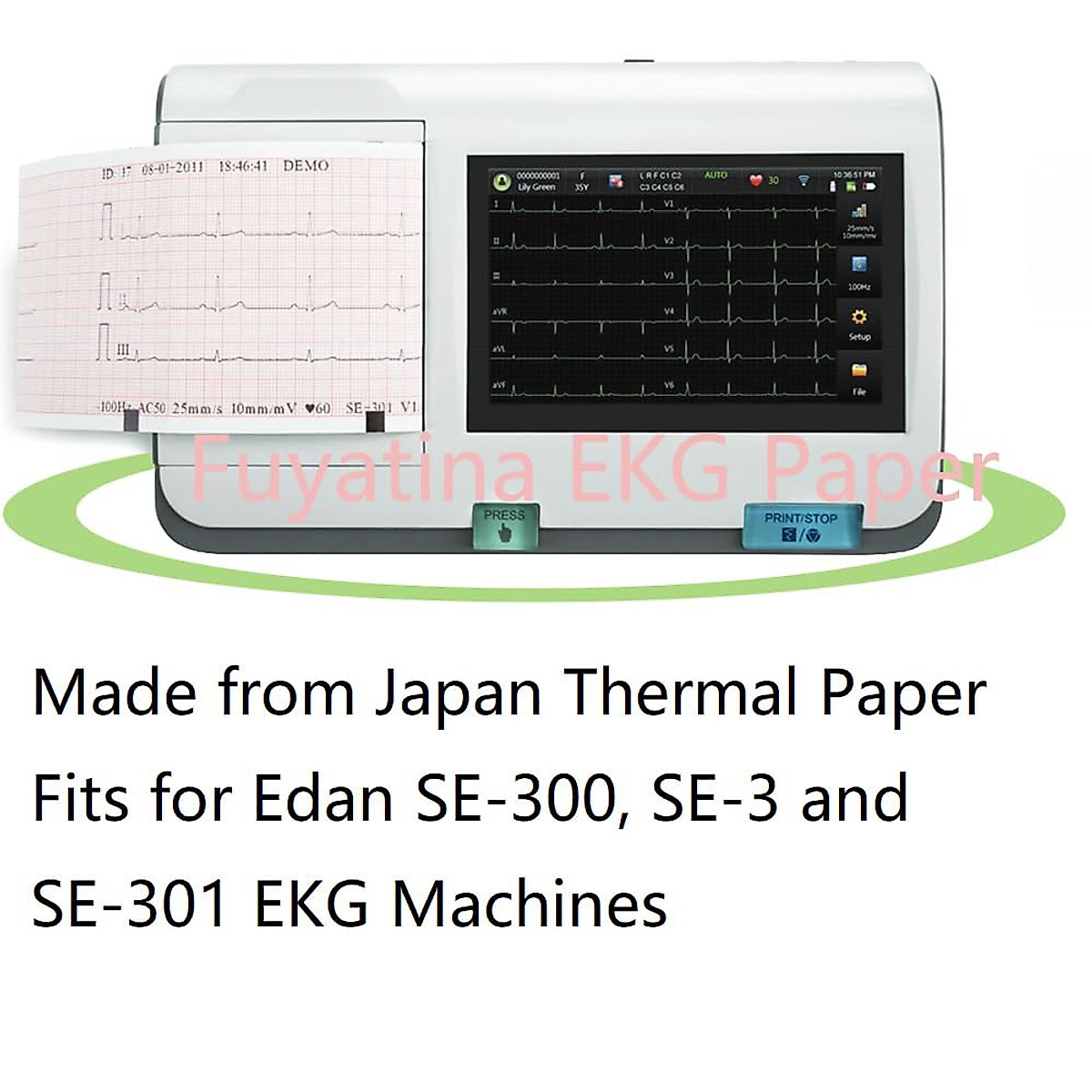 10 Rolls Premium ECG Paper EKG Paper for 3 Channel ECG Machine, Fits for Edan SE-300,SE-3 and SE-301, fits for CONTEC ECG300G and ECG-600G, fits for Biocare iE 300 and iE3